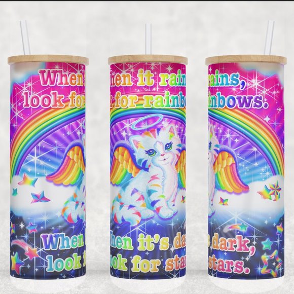 Dining | Frosted Glass Lisa Frank Angel Kitty In The Clouds With ...